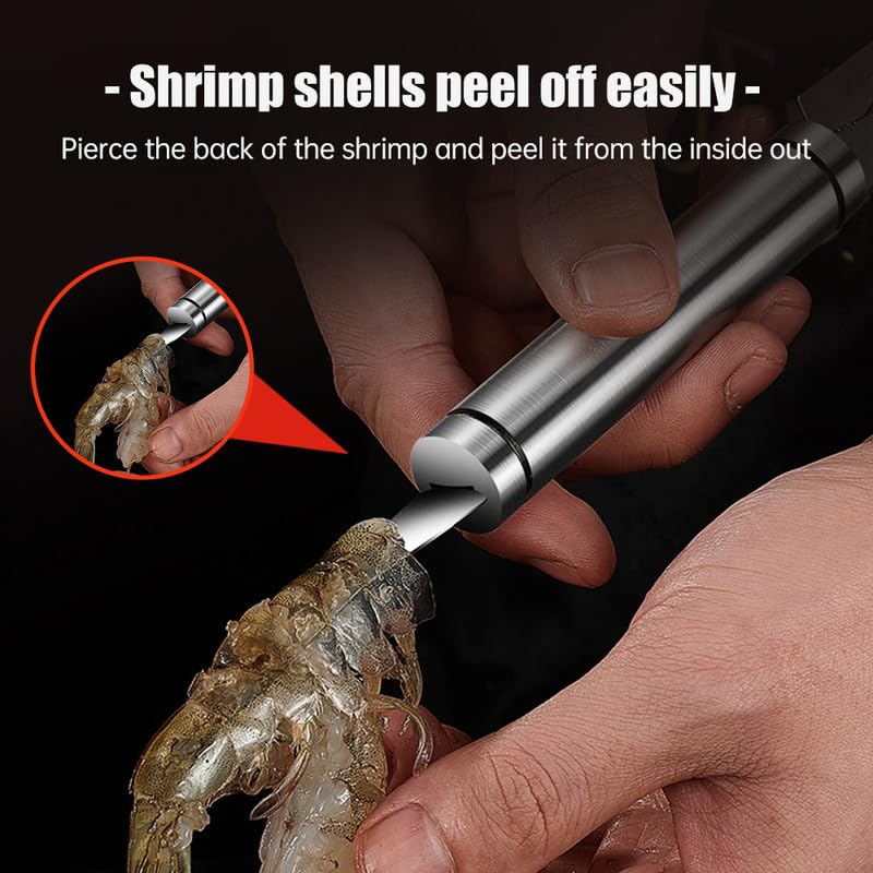 5 In 1 Multifunctional Shrimp Line Fish Maw Knife, 2024 New Stainless Steel Shrimp Deveining Tool Fish Scale Remover, Portable Shrimp Deveiner Tool and Peeler, Oyster Shucking Knife for Kitchen(1pcs)