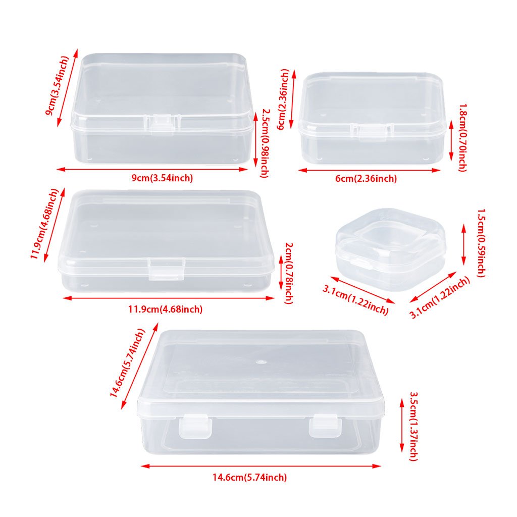 XUYUH Square Storage Box Square Transparent Plastic Jewelry Storage Boxes Beads Crafts for Case Container, 6x6x1.8cm, Clear