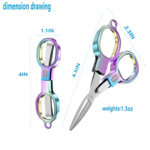 Folding Scissors, 2 PCS Safety Portable Keychain Travel Scissors, Stainless Steel Retractable Pocket Scissors, Mini Compact Craft Scissors for Home, Office, Outdoor, Sewing Sharp Scissors