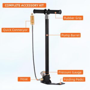 30mpa 4500psi Pcp Hand Pump,Four Stage Hand Pump,High Pressure Hand Pump,Stainless Steel, Hand Pump Air Rifile Pump Suitable for Pcp Air Guns,Paintball Gun,Hpa Gas Tanks,Different Bike Tire Inflation