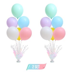 pastel rainbow balloon centerpieces for tables, christmas balloons birthday party table centerpieces wedding baby shower centerpiece decoration balloon column stand kit graduation table decorations