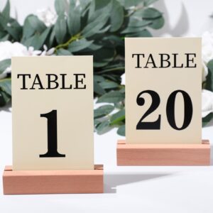 gilprop 22 pcs wedding table numbers 1-20 double sided ivory table numbers for wedding reception 4 x 6 inch khaki head table and cake table number cards for seating reserved party restaurant