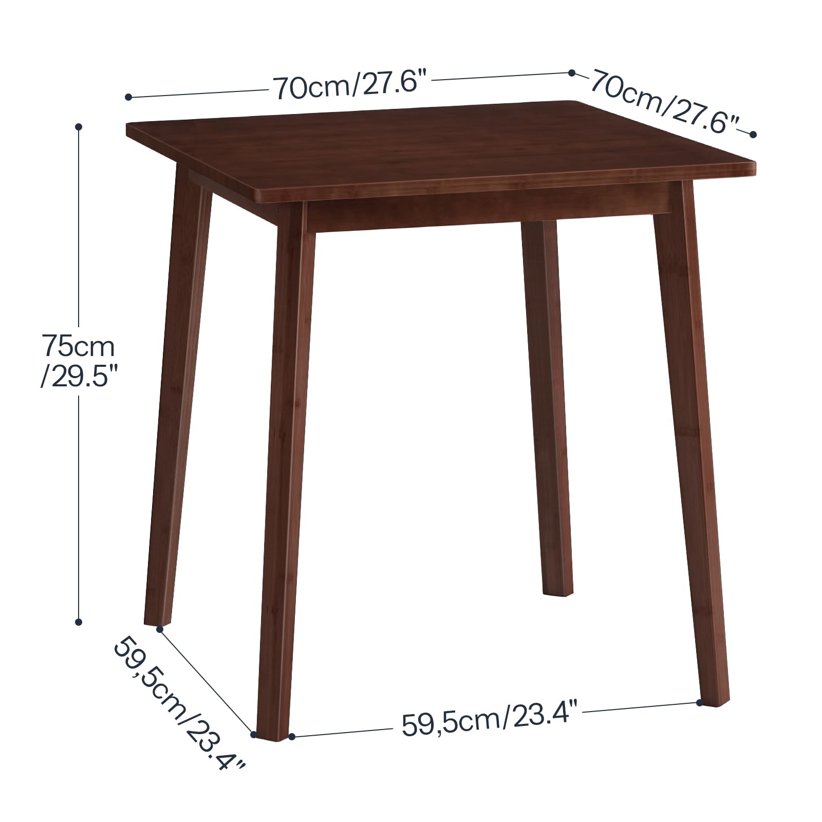 HOOBRO Bamboo Dining Table, Square Dining Table for 2, 27.6" Kitchen Table for Small Space, Writing Table, Easy to Assemble, for Dining Room, Living Room, Office, Kitchen, Apartment, Brown BR70CZ01