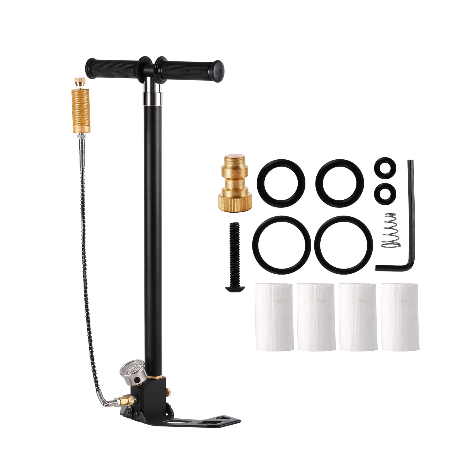 30mpa 4500psi Pcp Hand Pump,Four Stage Hand Pump,High Pressure Hand Pump,Stainless Steel, Hand Pump Air Rifile Pump Suitable for Pcp Air Guns,Paintball Gun,Hpa Gas Tanks,Different Bike Tire Inflation