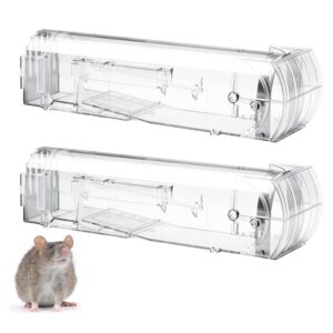 humane mouse trap indoor for home-12.6 inches enlarged chipmunk traps live mouse trap reusable live rat traps humane rat trap that work 2pcs