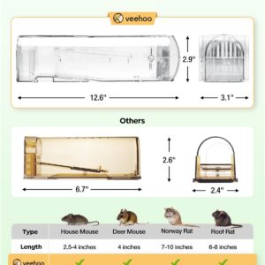 Humane Mouse Trap Indoor for Home-12.6 inches Enlarged Chipmunk Traps Live Mouse Trap Reusable Live Rat Traps Humane Rat Trap That Work 2PCS