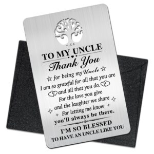 mhfpl to my uncle thank you for being my uncle wallet card, engraved metal wallet insert card for unlcle, thank you unlce card from niece nephew, christmas thanksgiving fathers day birthday gifts