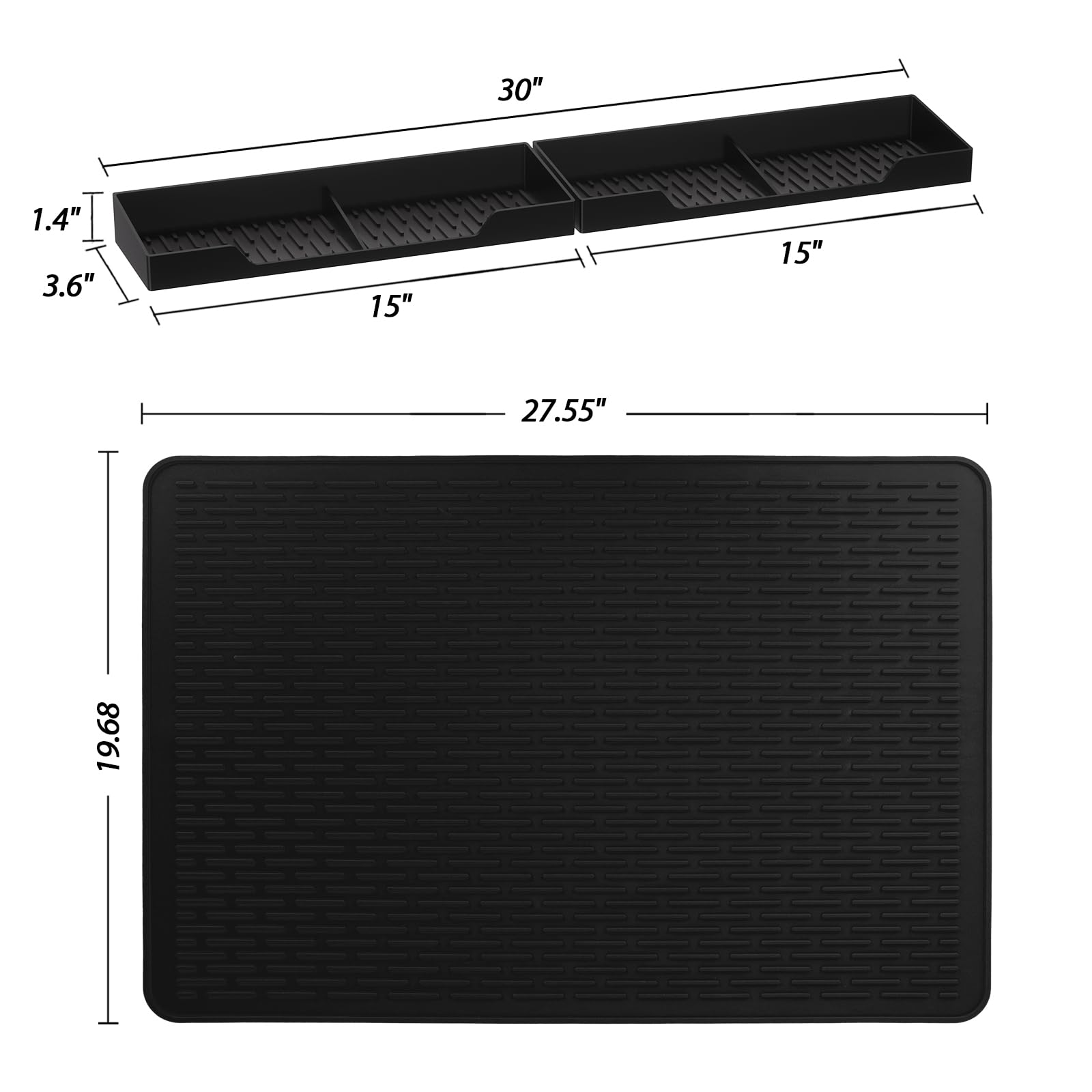 Stove Top Cover for Electric Stove - Silicone Stove Mat for Glass Top Stove, Glass Cooktop Protector, XL Dish Drying Mats For Kitchen, Range Covers for Electric Stove（Black,28x20 with Rack）