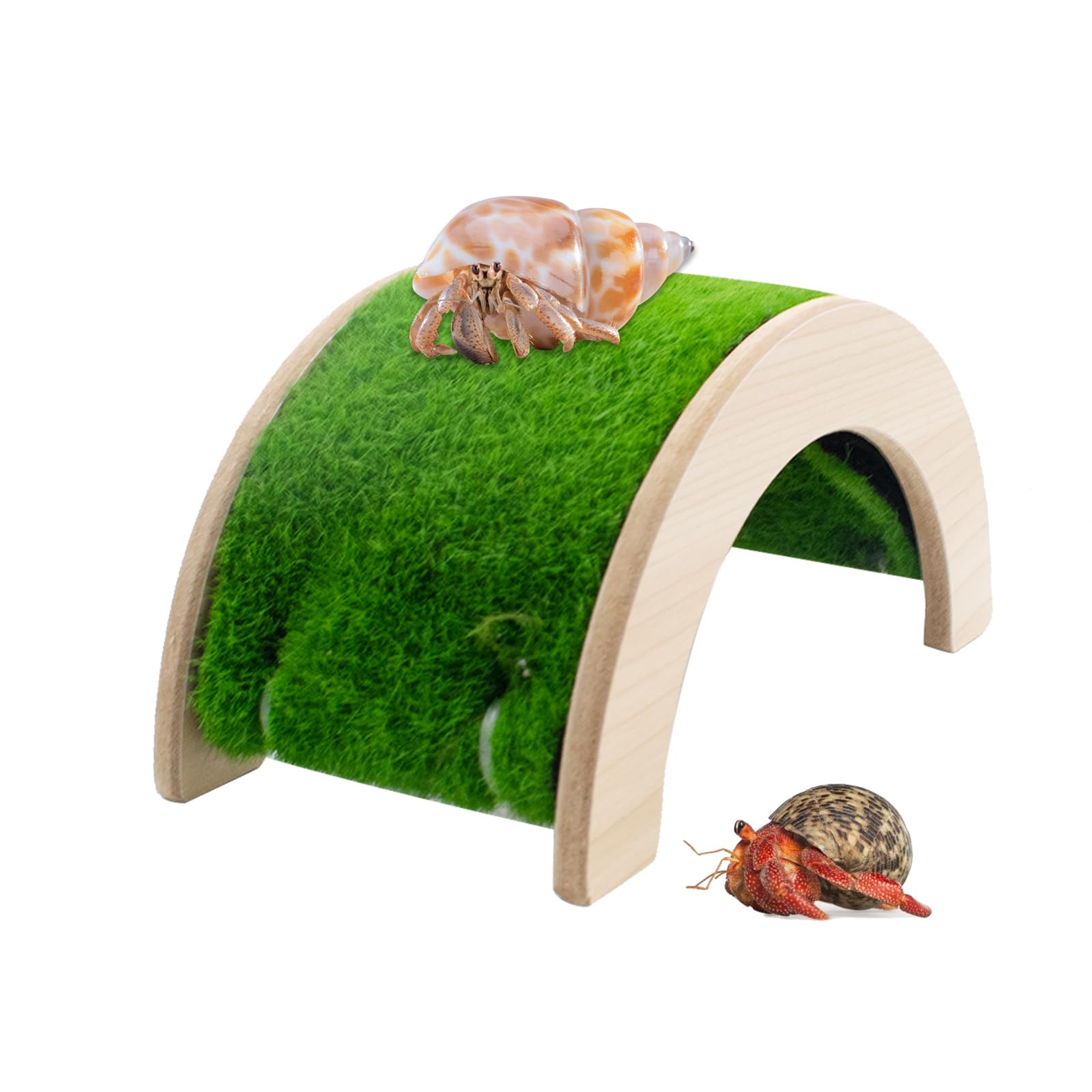 Hermit Crabs Climbing Bridge with Moss, Hermit Crab Hideout Hermit Crab Climbing Toy Reptile Climbing Decor Aquarium Tank Accessory for Small or Medium Hermit Crab Habitat