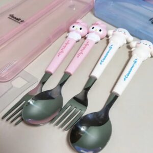 Generic Cute Caracters Flatware set Fork and Spoon + case, cute dog caracter, Cinnamoroll, standard, White