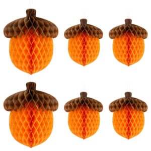 fxmhehbb 6 pack fall acorn honeycomb ball decorations,12in 8in tissue paper honeycomb hanging decor thanksgiving day party decorations