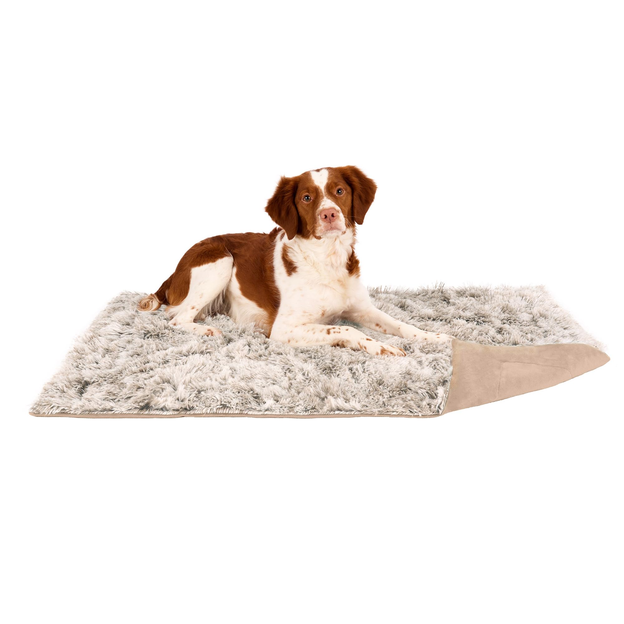 Furhaven Waterproof Throw Blanket for Dogs & Indoor Cats, Washable - Shaggy Plush Calming Long Faux Fur & Velvet Dog Blanket - Driftwood, Medium