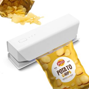 zkiron mini bag heat sealer - portable handheld food sealer bag resealer, smart heat sealer machine for chip bags, plastic bags, snack bags - perfect for food preservation and travel (white)