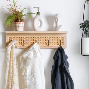 dif deco coat rack wall mount with shelf,entryway coat hanger with 5 hooks for hanging coats keys hats towels bags,for kitchen, bedroom, bathroom