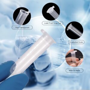 100Pcs 5ml Round Bottom Centrifuge Tubes with 2Pcs Racks, Plastic Clear Lab Test Tubes with Snap Caps, Sample Tubes Vials with Graduated Measuring Scale