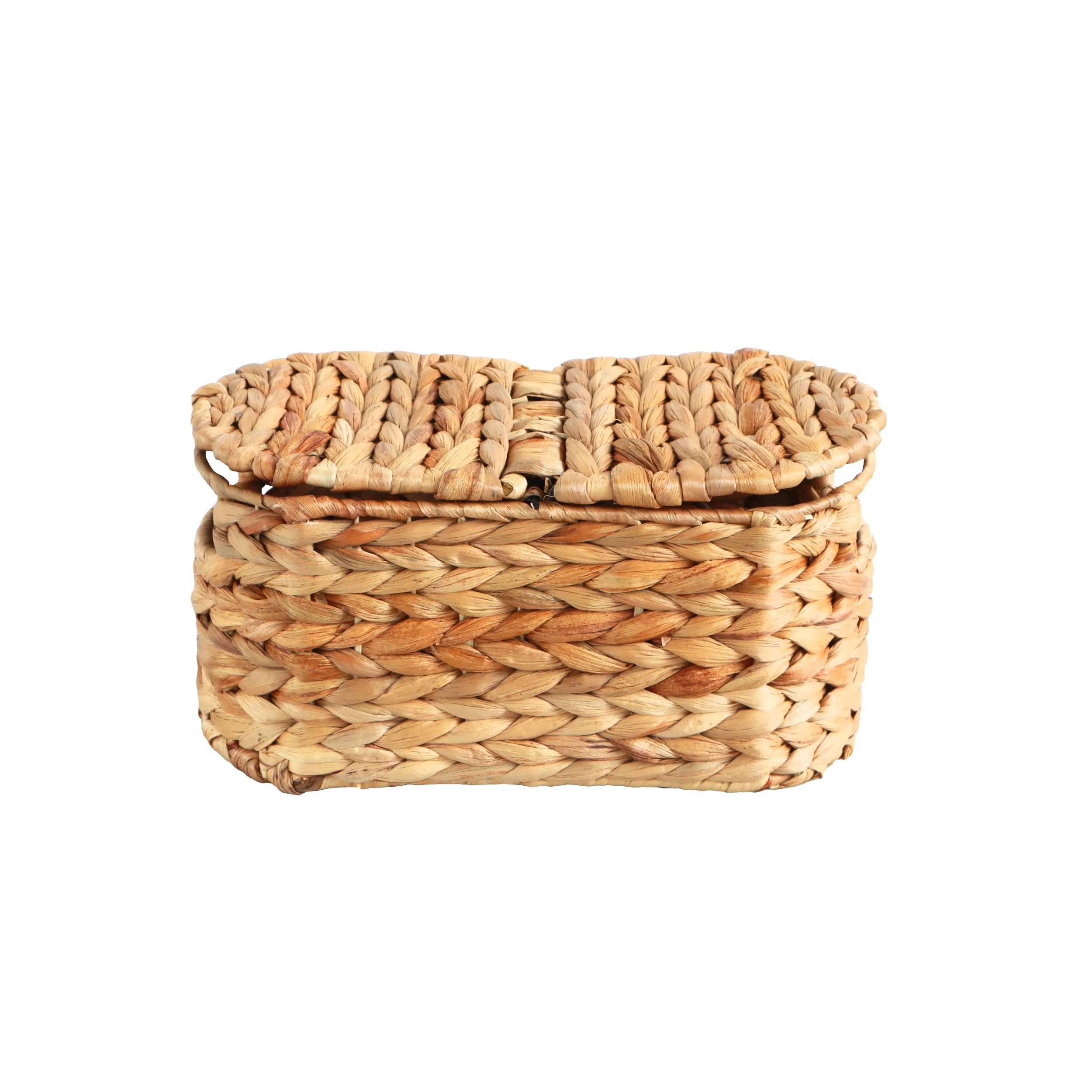 Eden Grace Handmade Oval Woven Wicker Basket with Lid - Stylish Storage Solutions for Home Organization Medium