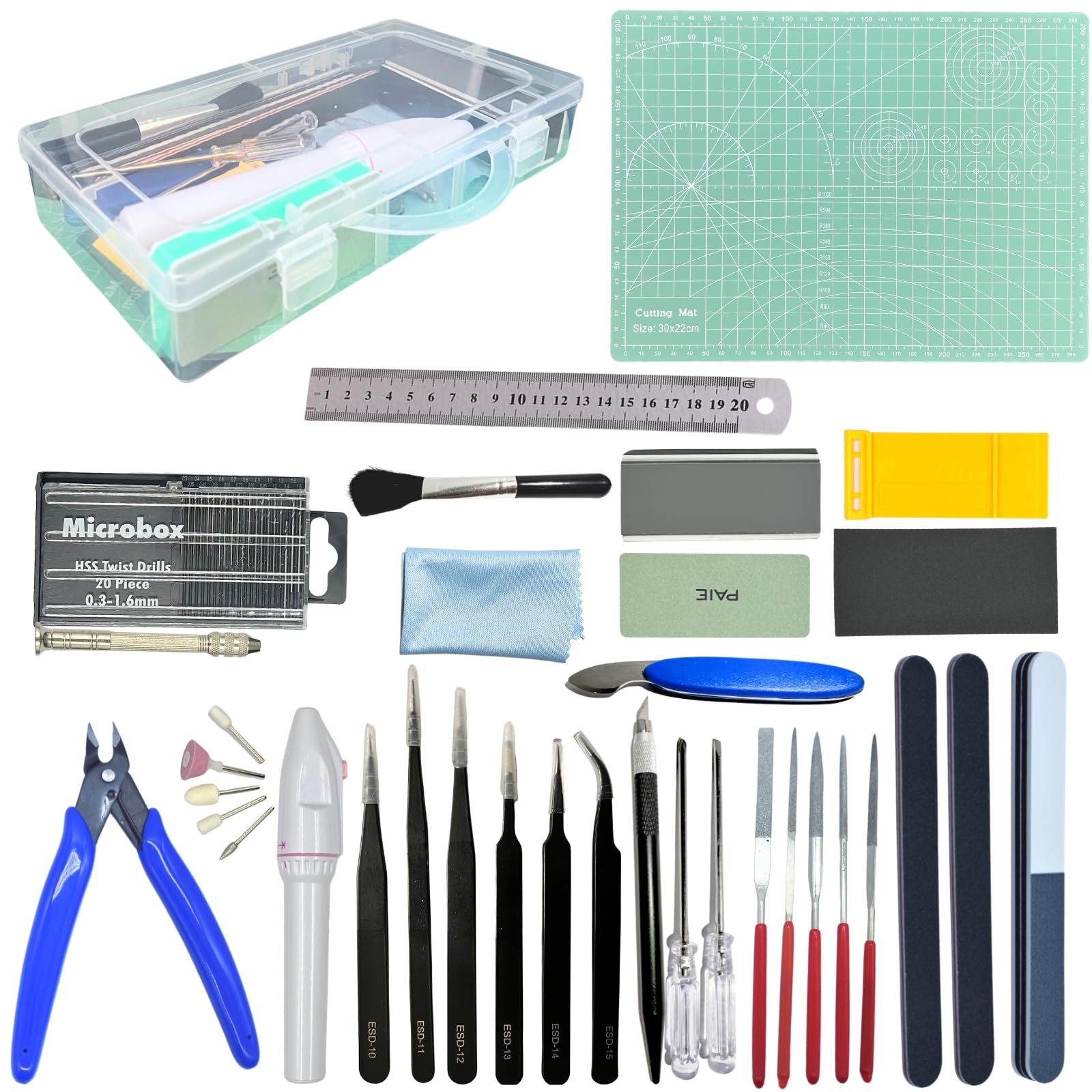 JUNYAOHSU Gundam Model Tool Kit, 64pcs Hobby Modeler Basic Tool Set for Minature Bandai Models, Cars, Airplanes, Buildings, Gundam, Robots Repairing Fixing