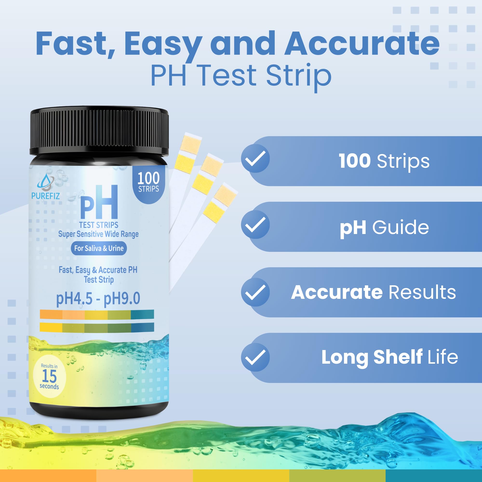 pH Test Strips for Urine & Saliva – 100 Easy-to-Use Strips for Fast, Accurate pH Testing at Home, Get Clear Acid-Alkaline Balance Results in Seconds, Perfect for Tracking Your Body's pH, 4.5-9.0 Range