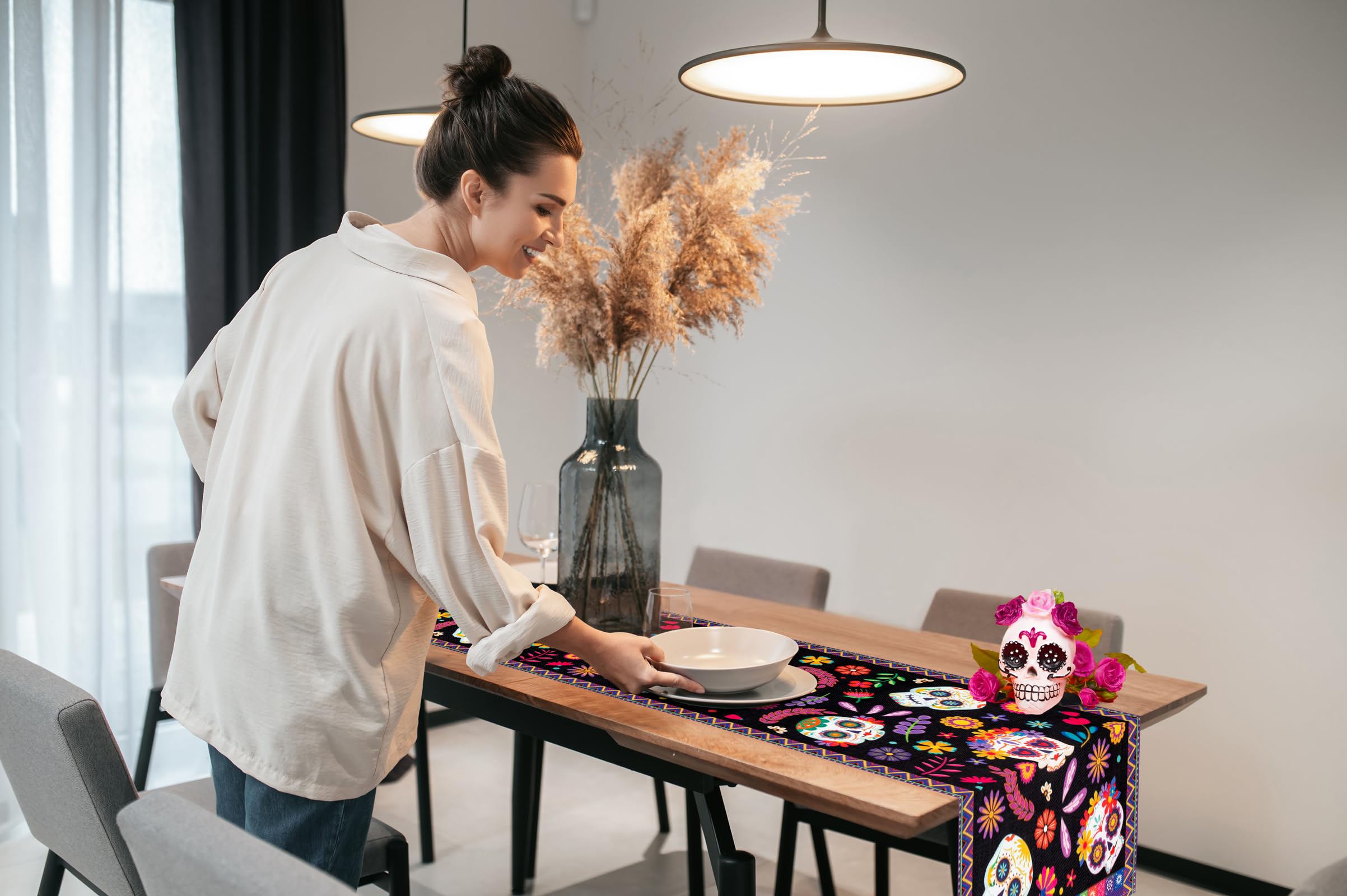 Dia De Los Muertos/Day of The Dead Decorations for Alter Table Runner Mexican Ofrenda Party Decor