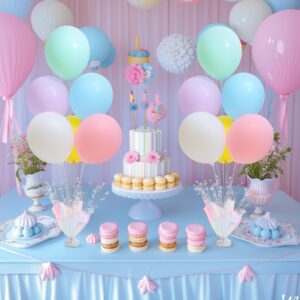 Pastel Rainbow Balloon Centerpieces for Tables, Christmas Balloons Birthday Party Table Centerpieces Wedding Baby Shower Centerpiece Decoration Balloon Column Stand Kit Graduation Table Decorations