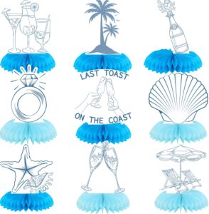 last toast on the coast party decorations coastal bachelorette honeycomb centerpieces blue nautical bachelorette party supplies with wine cup diamond ring shells starfish for bridal shower