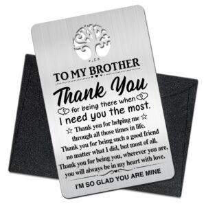 mhfpl to my brother wallet card, engraved metal wallet insert card for brother, thank you gifts for brother from bro sister, graduation birthday thanksgiving wedding christmas gifts for brother