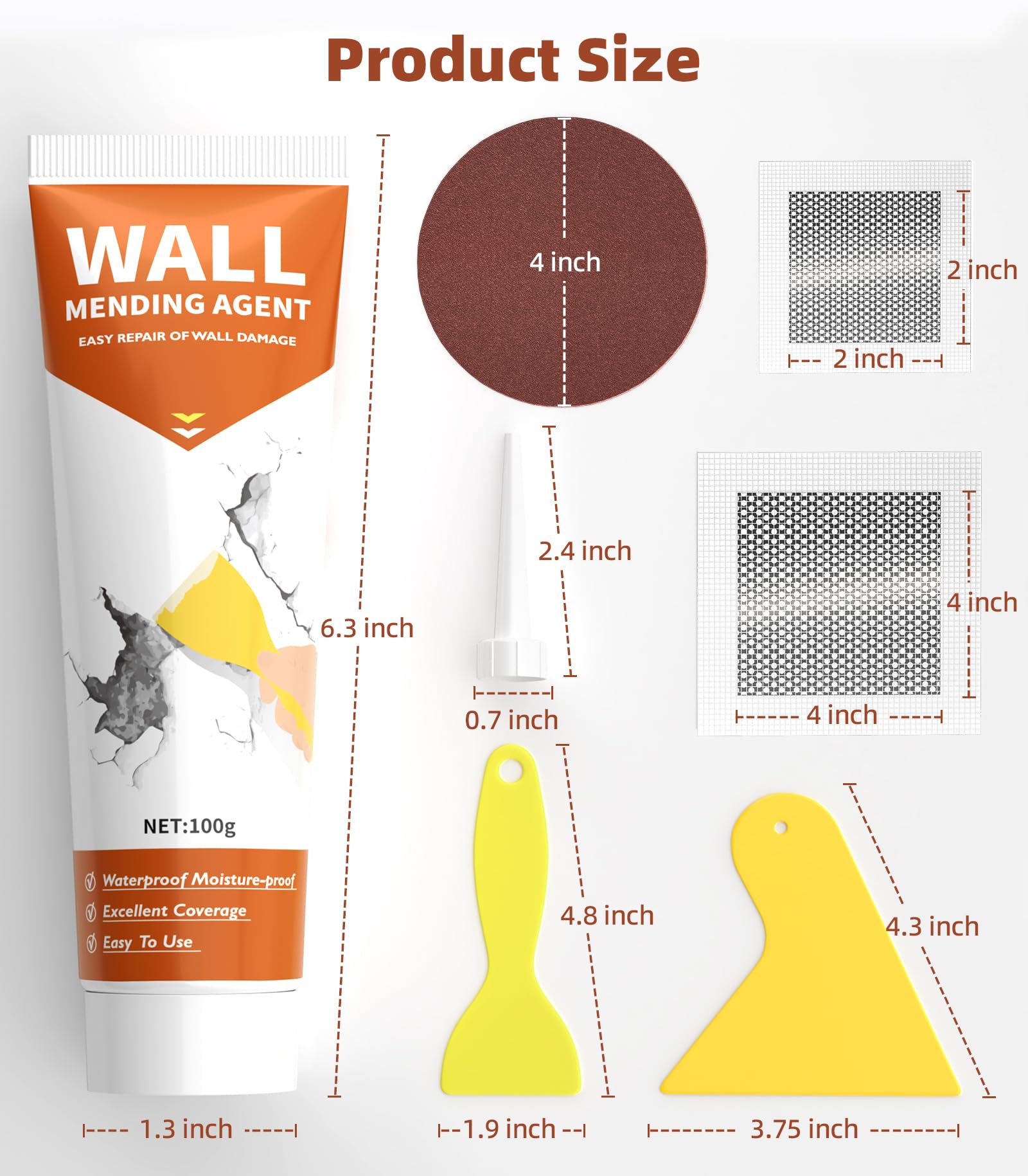 Spackle Wall Repair Kit,Drywall Repair Patch Kit,Simple Small Wall Hole Filler＆Efficient Crack Repair,2 Pack Wall Putty Paste,Plaster Ceiling Repair,Apartment Friendly.