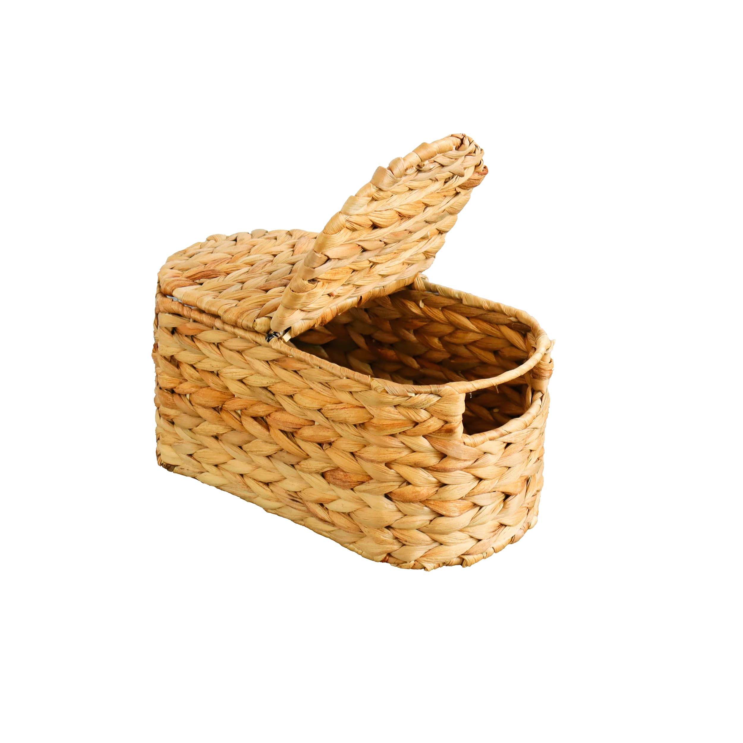 Eden Grace Handmade Oval Woven Wicker Basket with Lid - Stylish Storage Solutions for Home Organization Medium