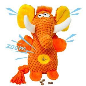 dog toys puppy toys cute pet toys squeaky elephant dog toy with crinkle paper plush dog stuffed animals chew toy with cotton rope dog toys to keep them busy for small medium large dogs (orange)