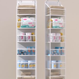 ALLTIDYUP Over The Door Hanging Pantry Organizer 7 Shelves, Clear Plastic Pockets Hat Racks for Baseball Caps, Large Capacity Storage for Closet, Bedroom, Bathroom, Office, Dorm Room Essentials