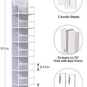 ALLTIDYUP Over The Door Hanging Pantry Organizer 7 Shelves, Clear Plastic Pockets Hat Racks for Baseball Caps, Large Capacity Storage for Closet, Bedroom, Bathroom, Office, Dorm Room Essentials