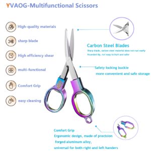 Folding Scissors, 2 PCS Safety Portable Keychain Travel Scissors, Stainless Steel Retractable Pocket Scissors, Mini Compact Craft Scissors for Home, Office, Outdoor, Sewing Sharp Scissors