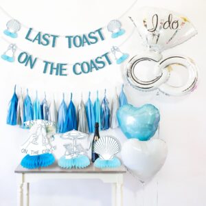 Last Toast On The Coast Party Decorations Coastal Bachelorette Honeycomb Centerpieces Blue Nautical Bachelorette Party supplies with Wine Cup Diamond Ring Shells Starfish for Bridal Shower