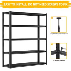 WOZBUD 3000LBS Garage Shelving Heavy Duty 48″W Metal Shelving for Garage,72″H Standing Shelf Units ，5 Adjustable Levels Garage Shelving Units and Storage，Storage Rack for Garage Organazation.1PCS…