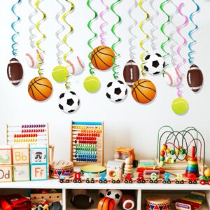 MoShining Sports Hanging Swirls Banner Decor 60 Pieces Foil Ceiling Hanging Swirls Streams Banner Decorations Garland for Kids Sport Celebrating Events Birthday Party Supplies Room Wall Decor