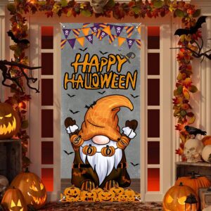 nezfor halloween door cover halloween happy decoration, terrifying halloween party dwarf dwarf decoration corridor decoration banner outdoor halloween party decoration window wall (29.5x71 inches)