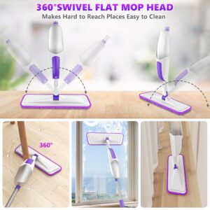 Microfiber Spray Mops for Floor Cleaning - SEVENMAX Floor Mop with 3 Washable Pads fit for Swiffer Powermop Dry Wet Mop for Wood Laminate Tile Ceramic Vinyl Flat Dust Mop for Hardwood Floor Cleaning