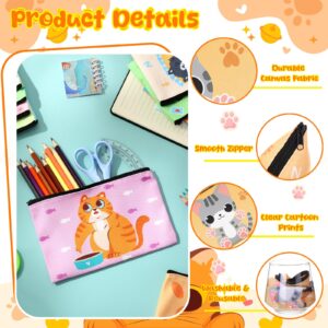 Shinylin 24 Pcs Bulk Cartoon Zipper Pencil Case Pouch Cute Cartoon Animal Pen Bag Multipurpose Canvas Cosmetic Bag Pouches Organizer for Boy Girl Stationary Storage(Cat Style)