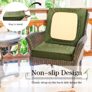 Newwiee 8 Pcs Patio Stretch Sofa Cushion Cover Knitting Vision Outdoor Cushion Covers Replacement Patio Furniture Cushions Couch Slipcovers Chair Seat Cover Washable Protector (Green Ginger Yellow)