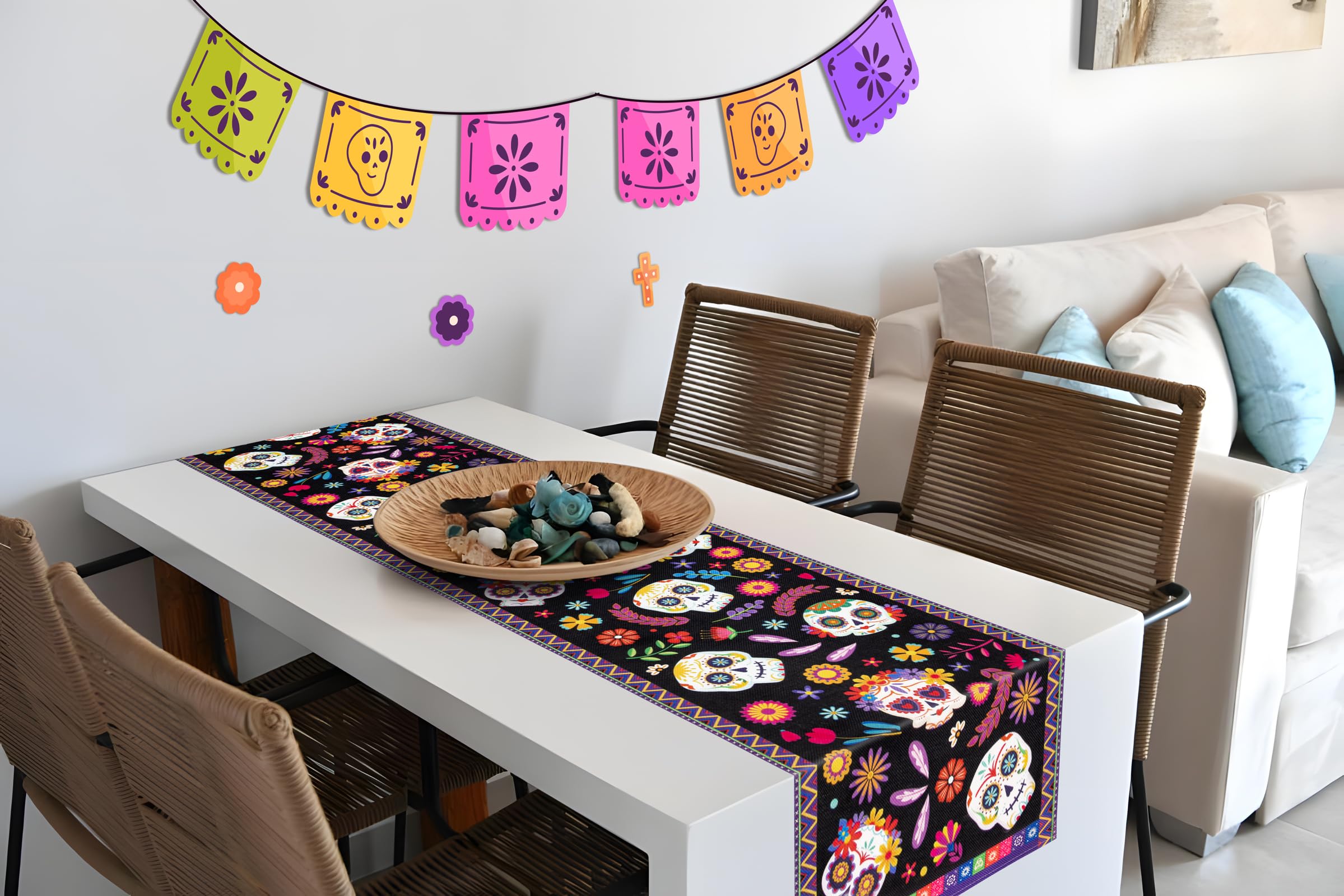 Dia De Los Muertos/Day of The Dead Decorations for Alter Table Runner Mexican Ofrenda Party Decor