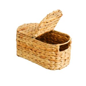 eden grace handmade oval woven wicker basket with lid - stylish storage solutions for home organization large