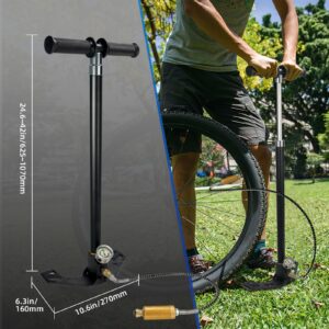 30mpa 4500psi Pcp Hand Pump,Four Stage Hand Pump,High Pressure Hand Pump,Stainless Steel, Hand Pump Air Rifile Pump Suitable for Pcp Air Guns,Paintball Gun,Hpa Gas Tanks,Different Bike Tire Inflation