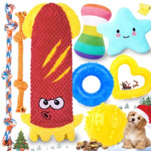 patsfran puppy toys for teething, 9 pack interactive dog toys for small dogs, puppy chew toys with rope toys, treat ball and cute squeaky toys, hold a bottle