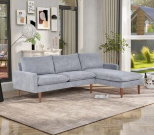 rockingrun 86" l-shaped sectional sofa - 3-seater convertible sectional sofa couch with velvet fabric - small sectional sofa with chaise for living room,apartments