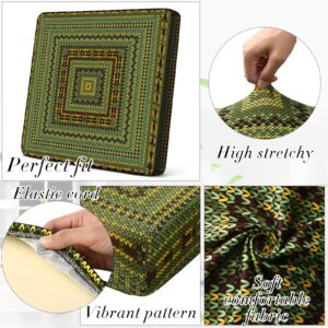 Newwiee 8 Pcs Patio Stretch Sofa Cushion Cover Knitting Vision Outdoor Cushion Covers Replacement Patio Furniture Cushions Couch Slipcovers Chair Seat Cover Washable Protector (Green Ginger Yellow)