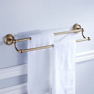 Wall Mount Towel Shelf WC Washroom Stand Screw Towel Holder Brass Antique Double Towel Rack Bathroom Bath Tower Holder in Bathroom Or Kitchen Practical FHSRAEIP