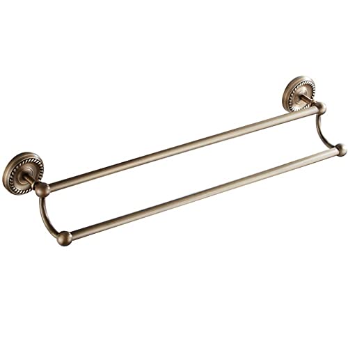 Wall Mount Towel Shelf WC Washroom Stand Screw Towel Holder Brass Antique Double Towel Rack Bathroom Bath Tower Holder in Bathroom Or Kitchen Practical FHSRAEIP