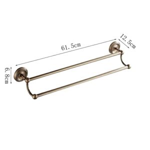 Wall Mount Towel Shelf WC Washroom Stand Screw Towel Holder Brass Antique Double Towel Rack Bathroom Bath Tower Holder in Bathroom Or Kitchen Practical FHSRAEIP