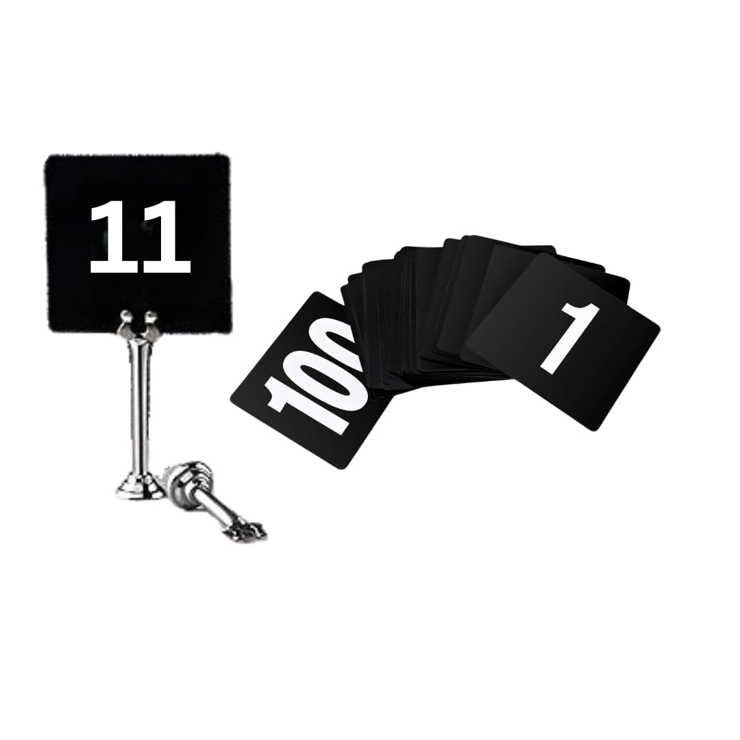 BEZAZZLED Table Numbers 1-100 Acrylic Double Side Numbered Table Plastic Restaurant Wedding Table Number Table Tent Numbers Cards Signs for Party Banquets Wedding Reception, Foodservice Double Side Plastic Table Numbers, 4" x 4" White on Black (100)