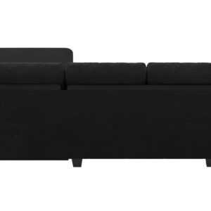 Belffin Velvet Sectional Couch with Storage, L Shaped Sofa with Chaise for Small Space, Black